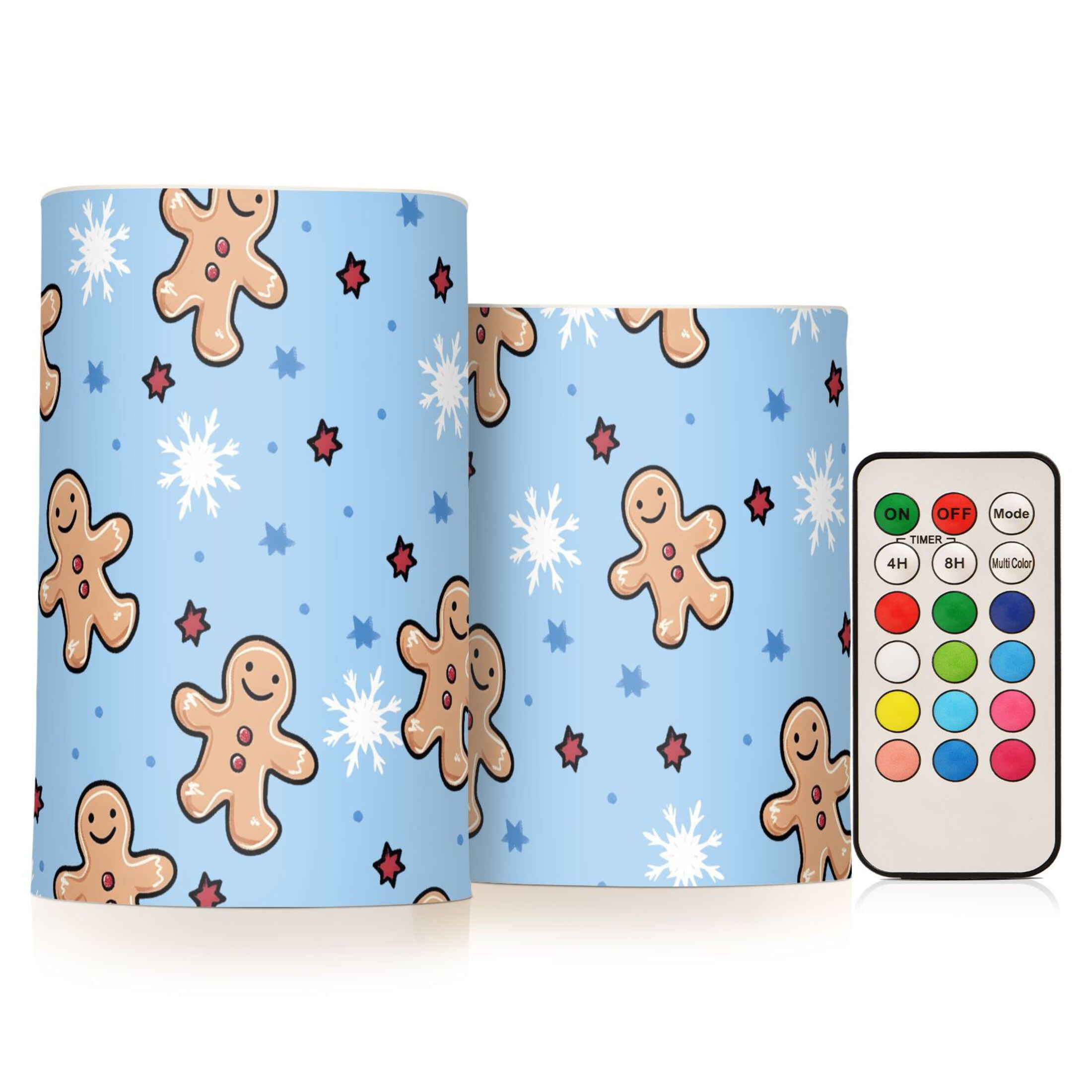Gingerbread Man Pattern Flickering Flameless Candles Battery Operated ...