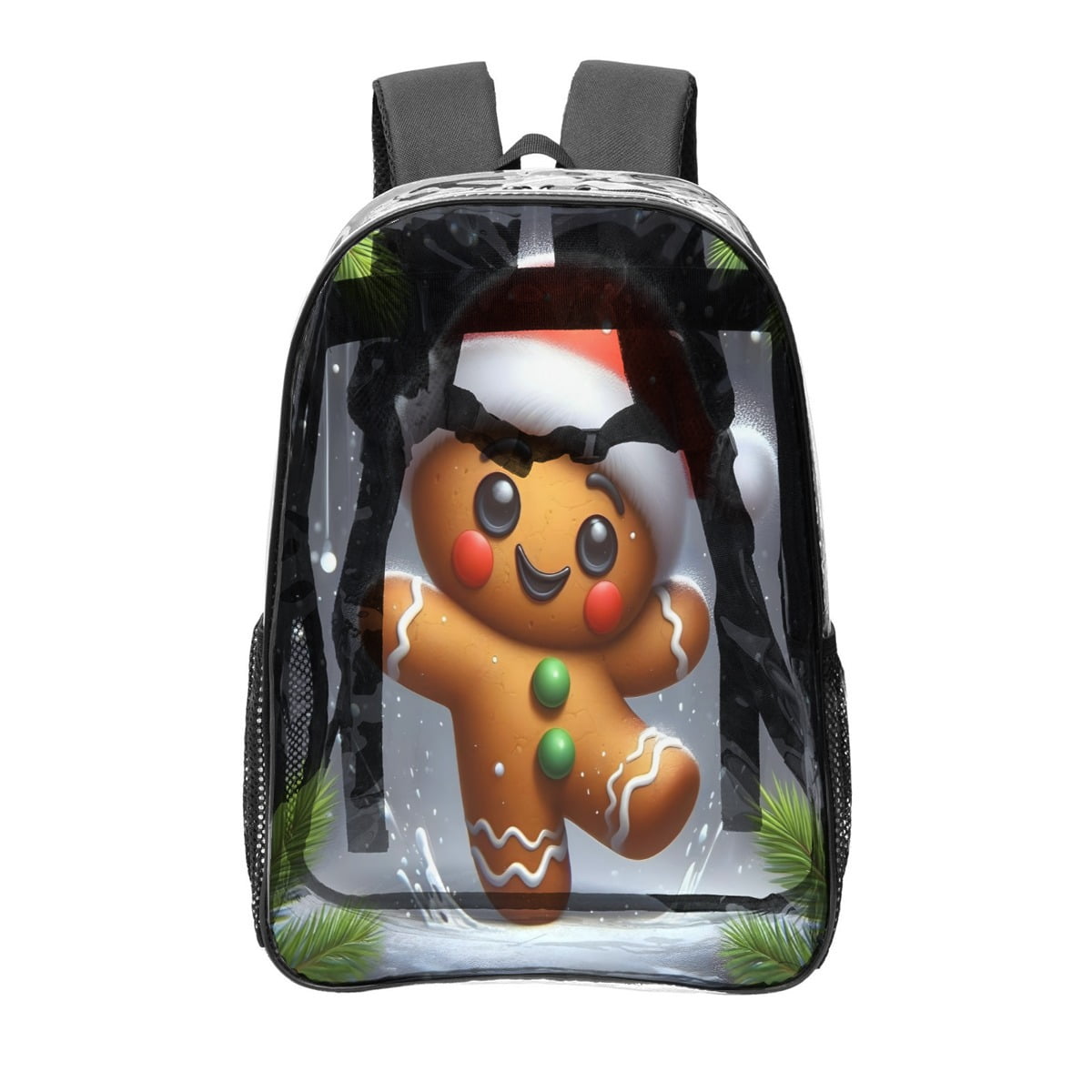 Gingerbread Man Pattern Transparent Backpack Lightweight And ...