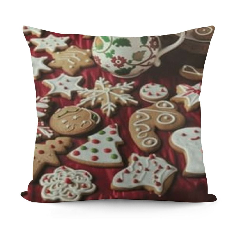 Gingerbread Man Pillow ShamVariety of Christmas Cookies on Wooden Table ...
