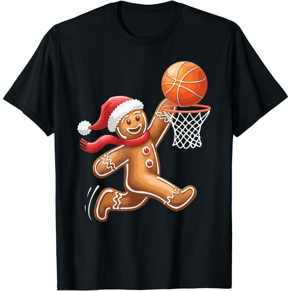 Gingerbread Man Playing Basketball Krismast Men T-Shirt - Walmart.com
