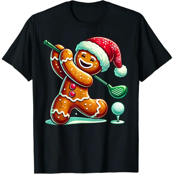 Gingerbread Man Plays Golf Golfing Santa Sports T-Shirt - Walmart.com
