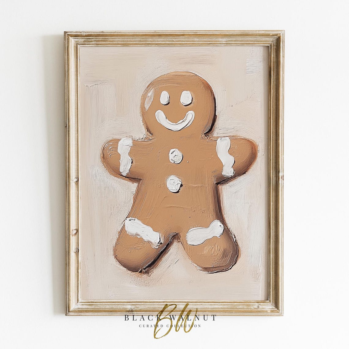 Gingerbread Man Poster, Cute Winter Holiday Poster Wall Art, Neutral ...