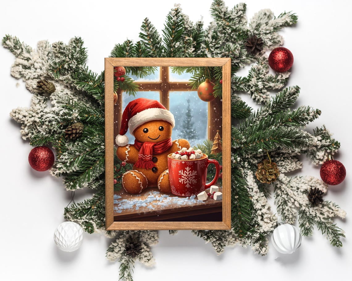 Gingerbread Man Poster: Festive Winter Cocoa, Unframed Poster Size ...