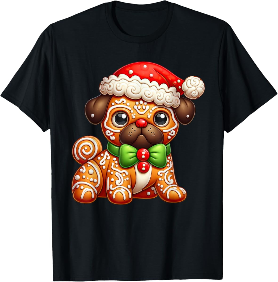 Gingerbread Man Pug Womens Mens T-Shirt - Walmart.com