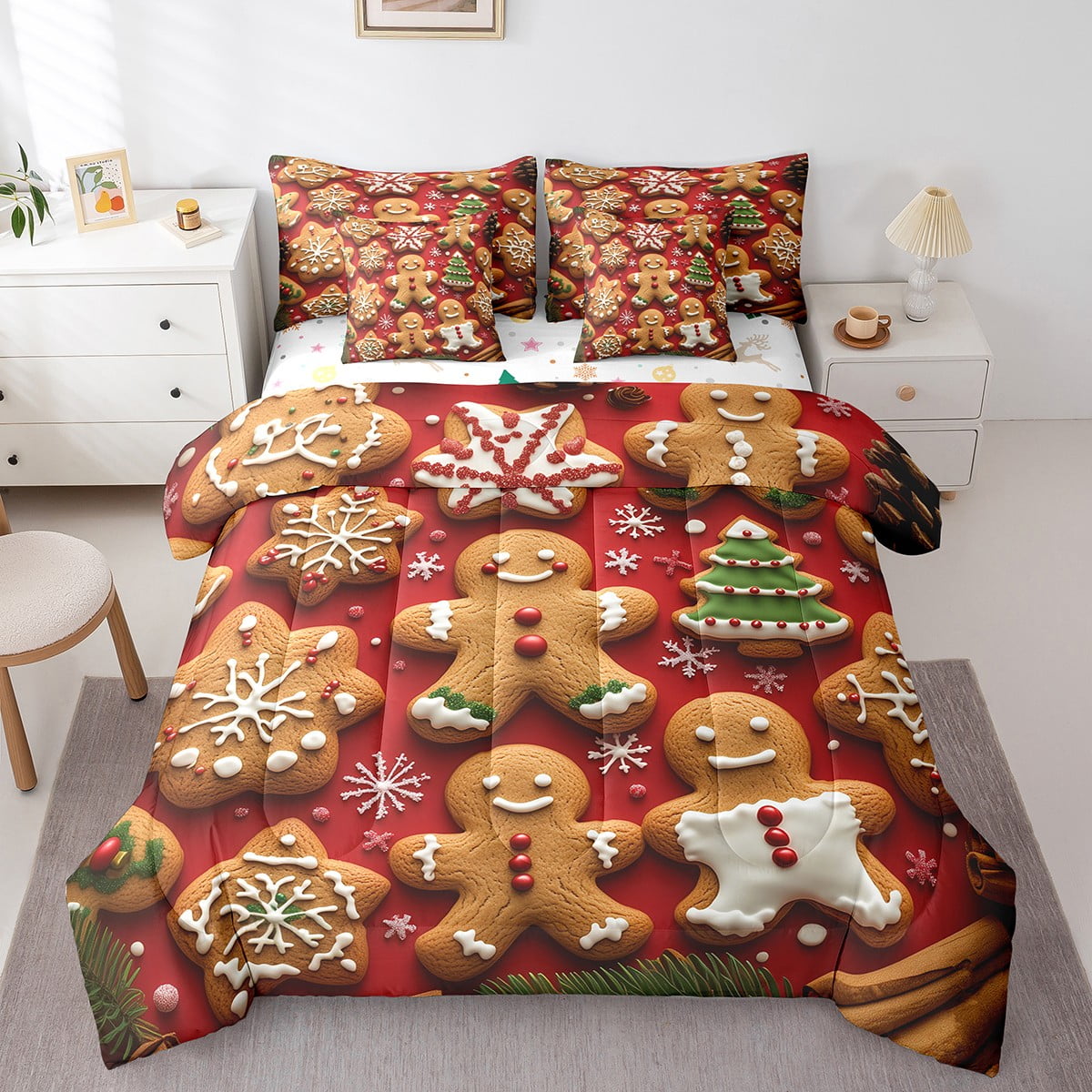 Gingerbread Man Queen 7-Piece Comforter Set for Kids Boys Cartoon ...
