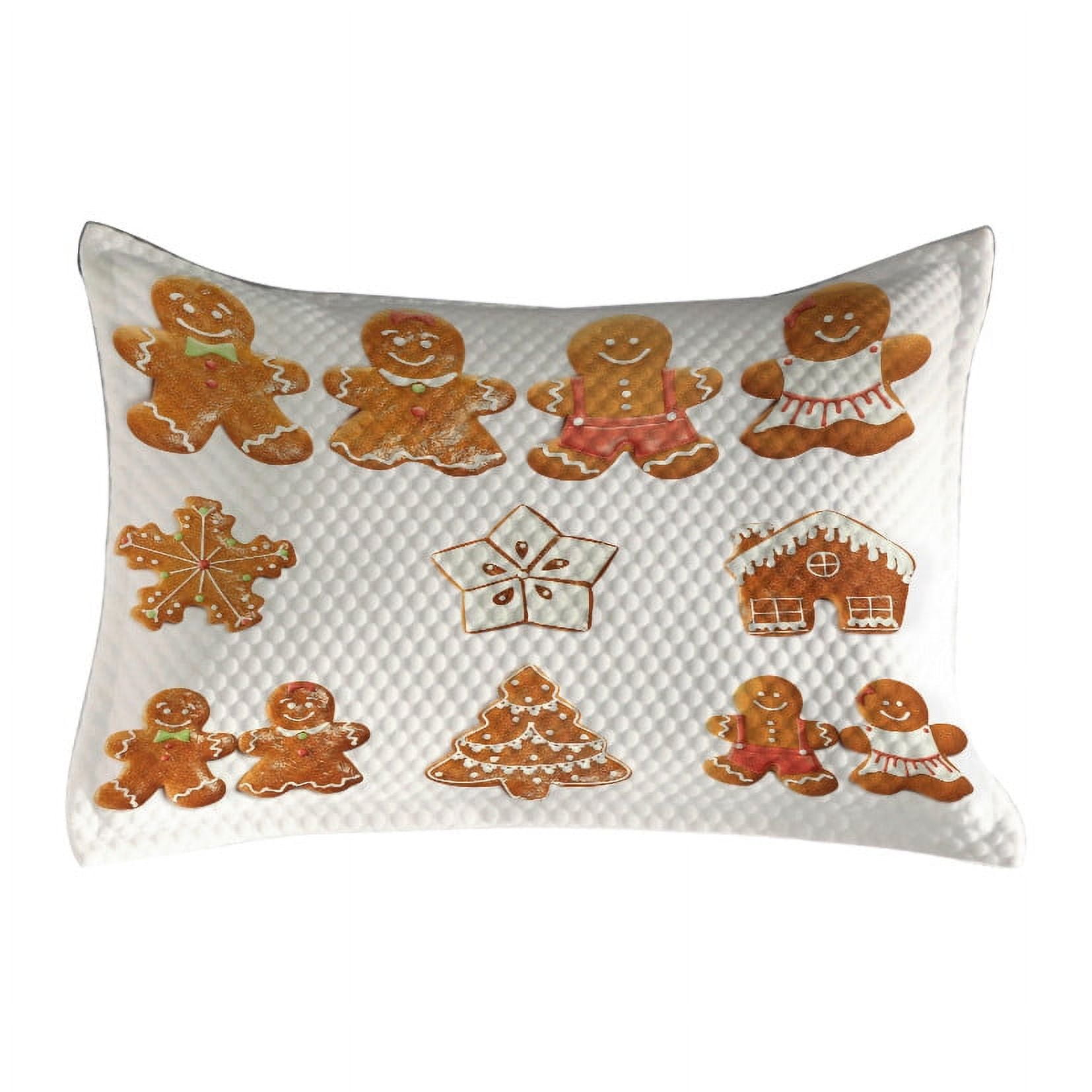 Gingerbread Man Quilted Pillowcover, Vivid Christmas Gingerbread ...