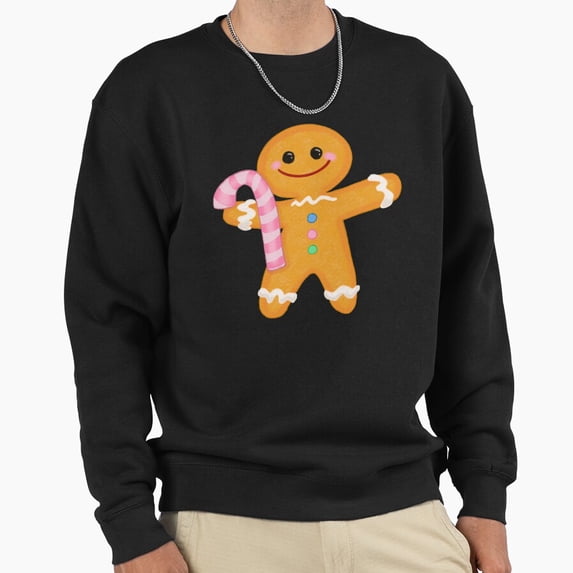 Gingerbread Man Red Background Christmas Graphic Unisex Sweatshirt ...