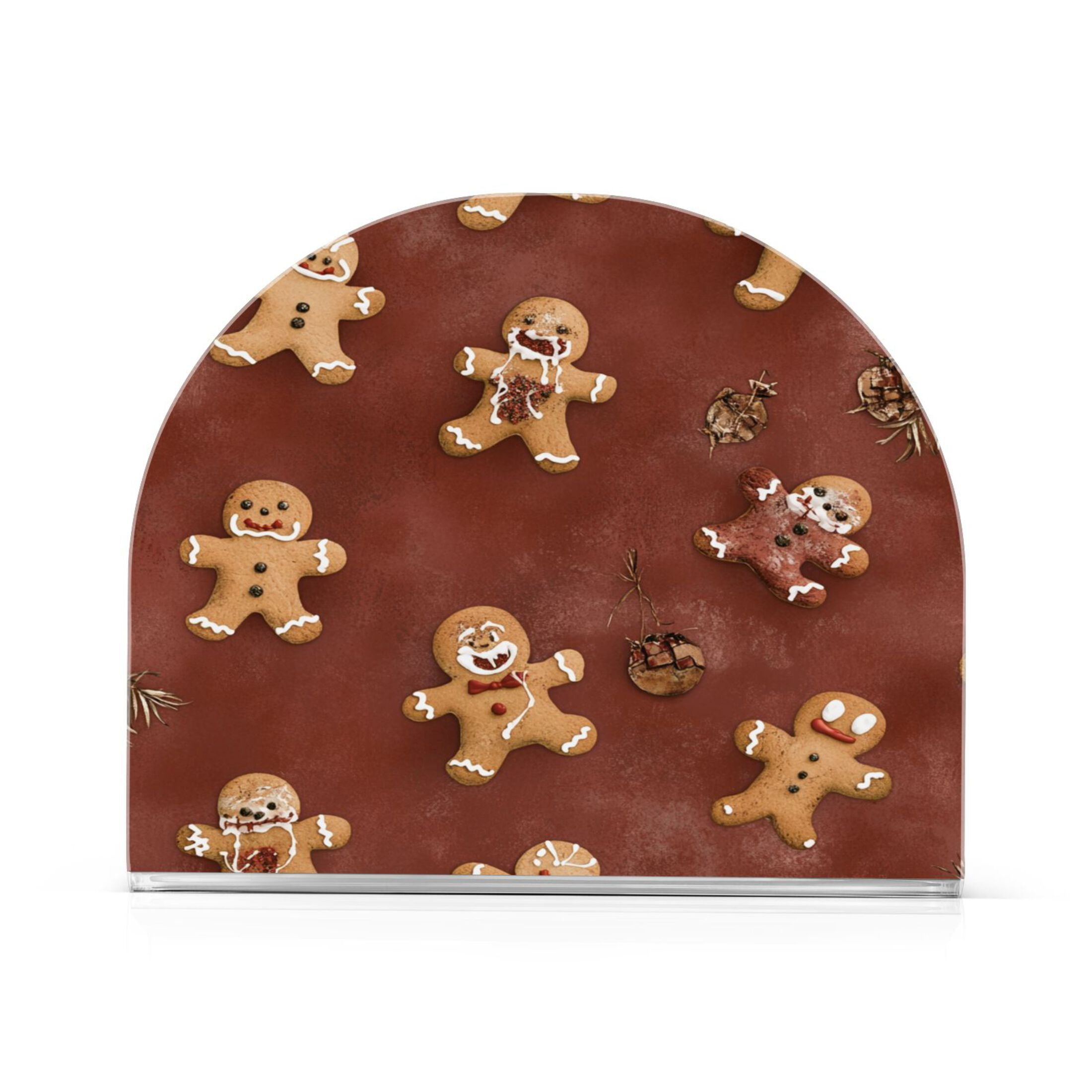 Gingerbread Man Repeat Pattern Thick U Shape Acrylic Napkin Holder Non ...