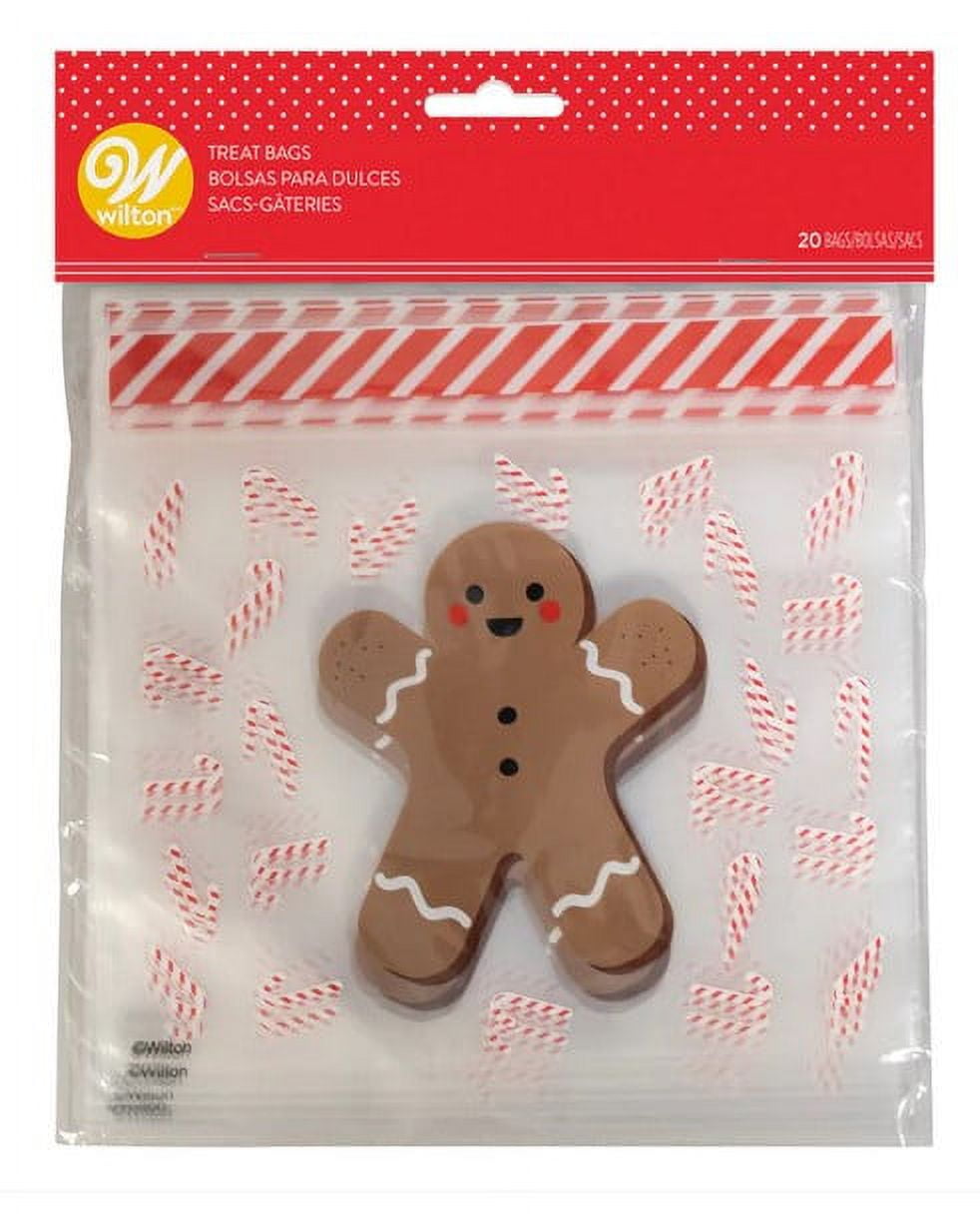 Gingerbread Man Resealable Treat Sandwich Bags 20 Ct Wilton Brown Red ...