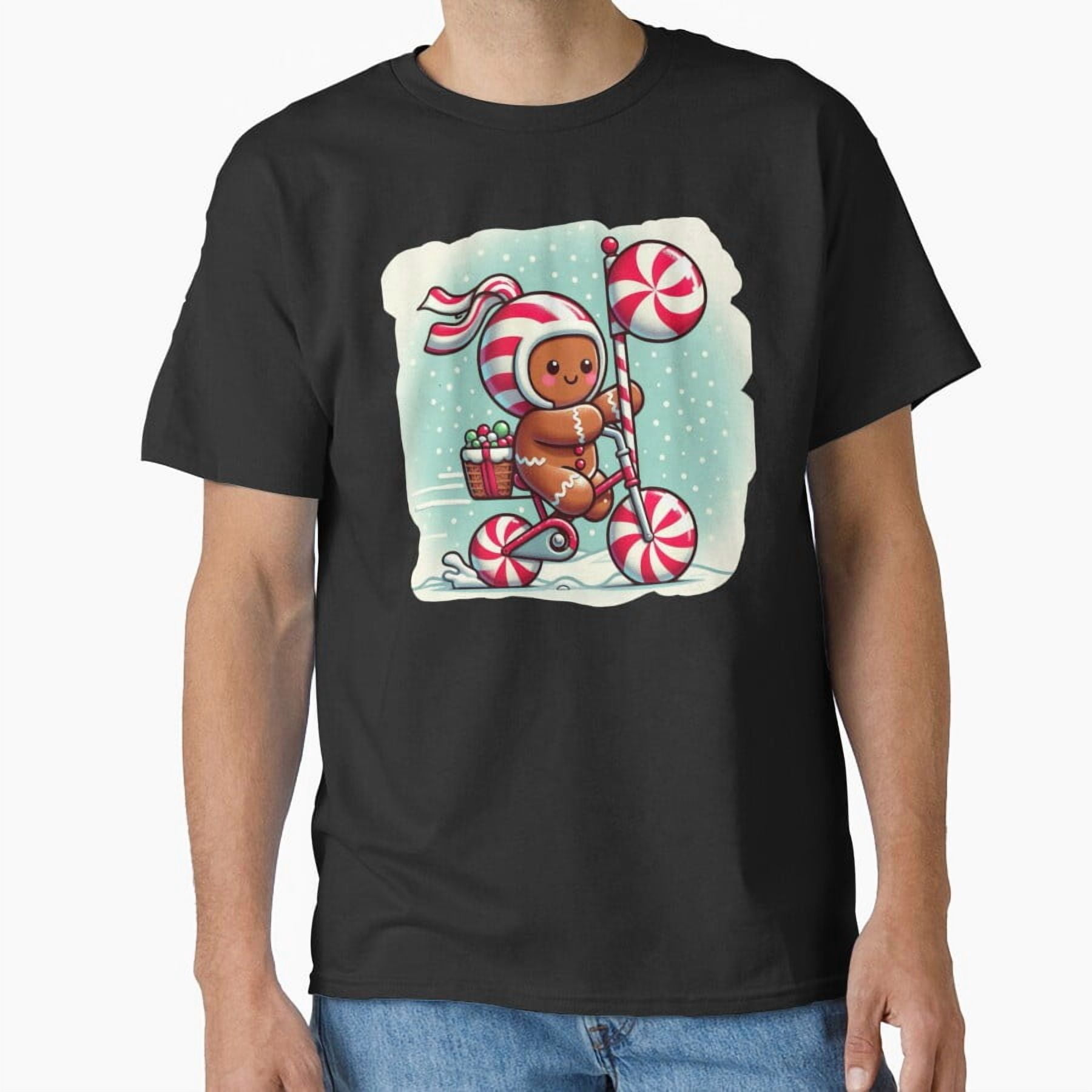 Gingerbread Man Riding Bike Funny Christmas Holiday Biking Sport Unisex ...