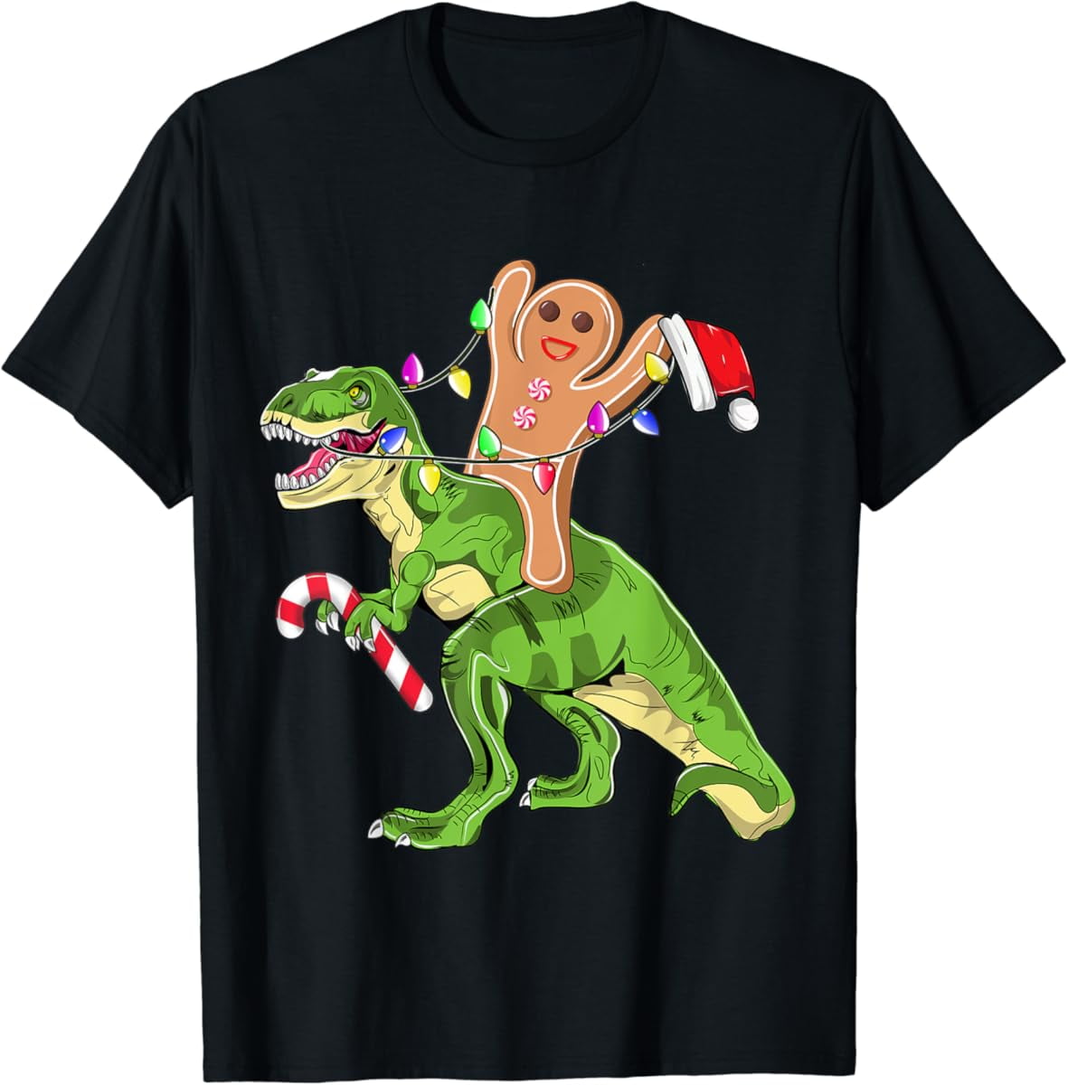 Gingerbread Man Riding Dinosaur T rex Boys Men T-Shirt Sweatshirt All ...