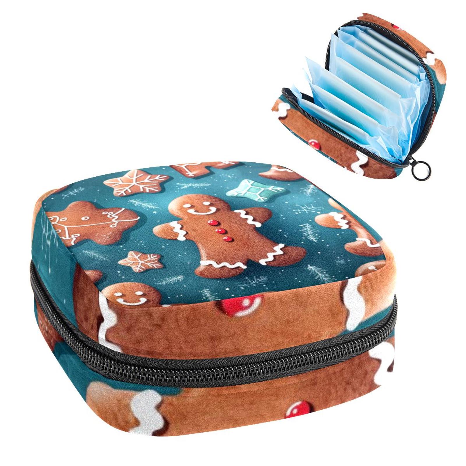 Gingerbread Man Sanitary Napkin Pouch Bag with Plush Fabric, Sponge ...