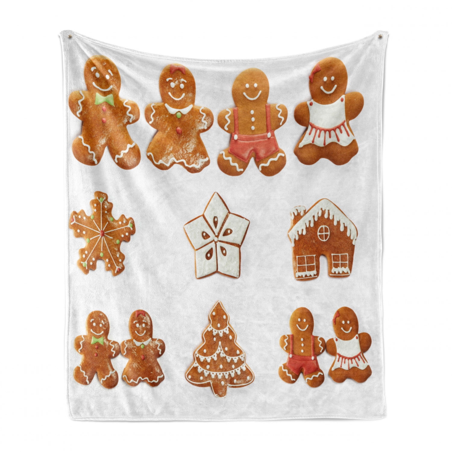 Gingerbread Man Soft Flannel Fleece Throw Blanket, Vivid Christmas ...