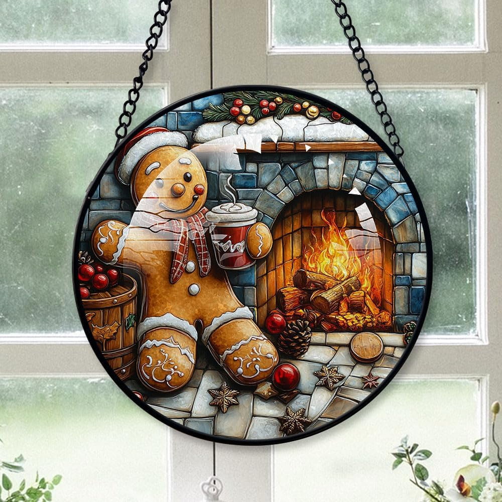 Gingerbread Man Stained Glass Suncatcher, Gingerbread Man Christmas ...