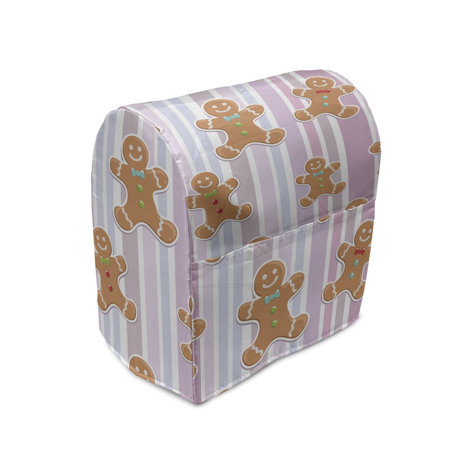 Gingerbread Man Stand Mixer Cover, Pattern with Pastel Colored Striped ...