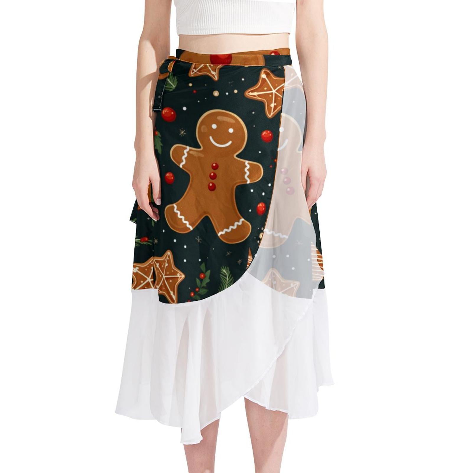 Gingerbread Man Stylish Chiffon Beach Dresses and Skirts for Women ...