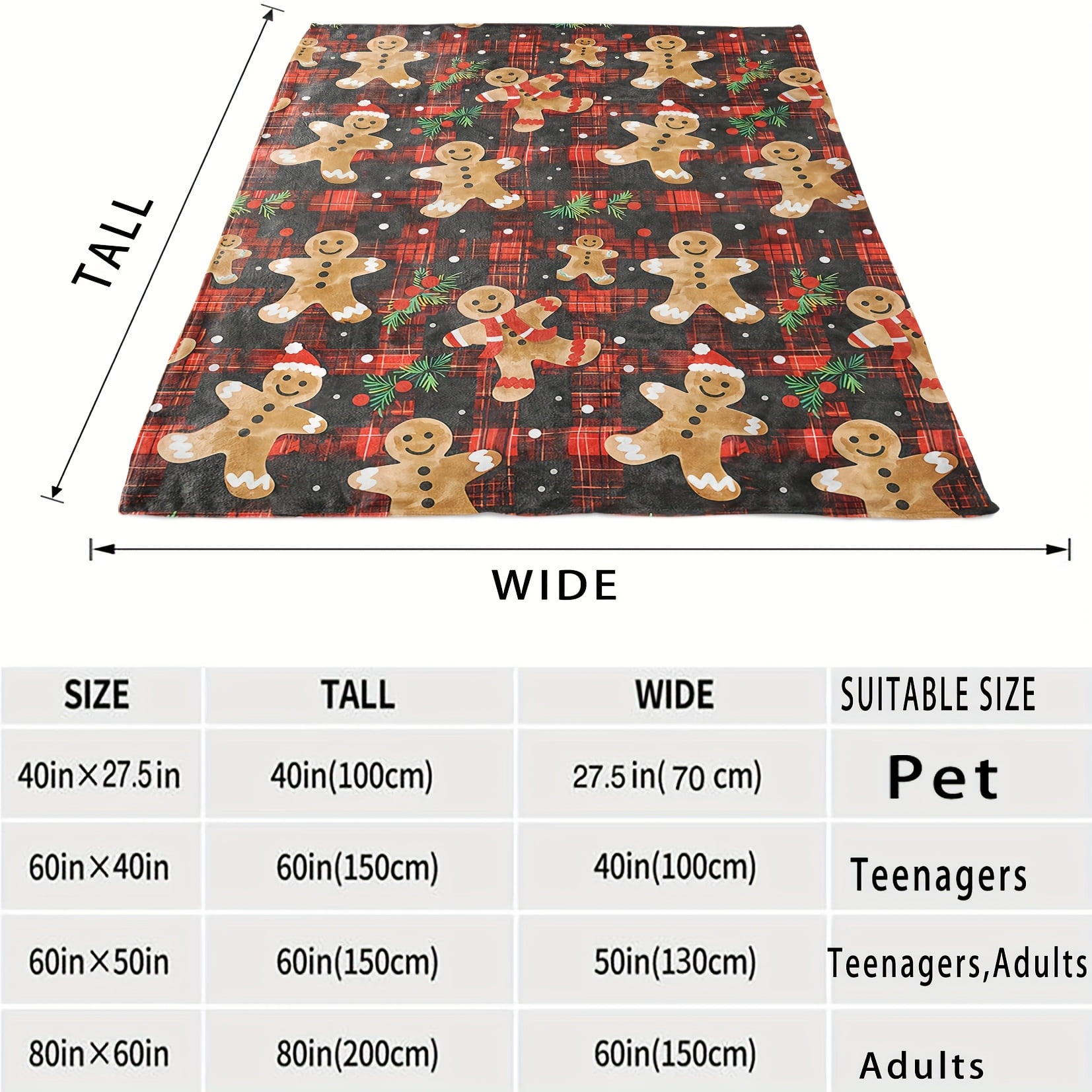 Gingerbread Man Throw Blanket - Ultra-Soft Lightweight Flannel Cheerful ...