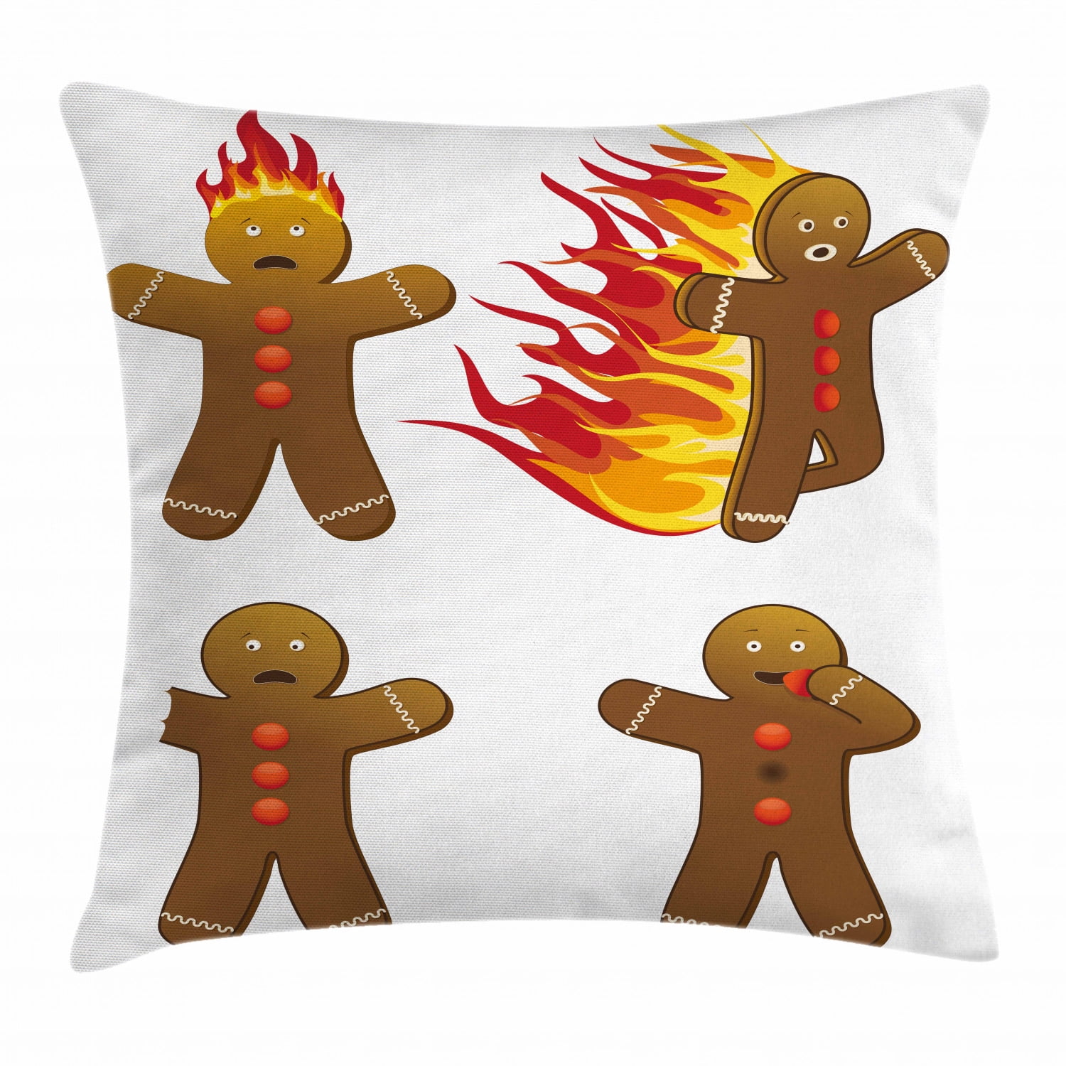 Gingerbread Man Throw Pillow Cushion Cover, Gingerbread Man in Humorous ...