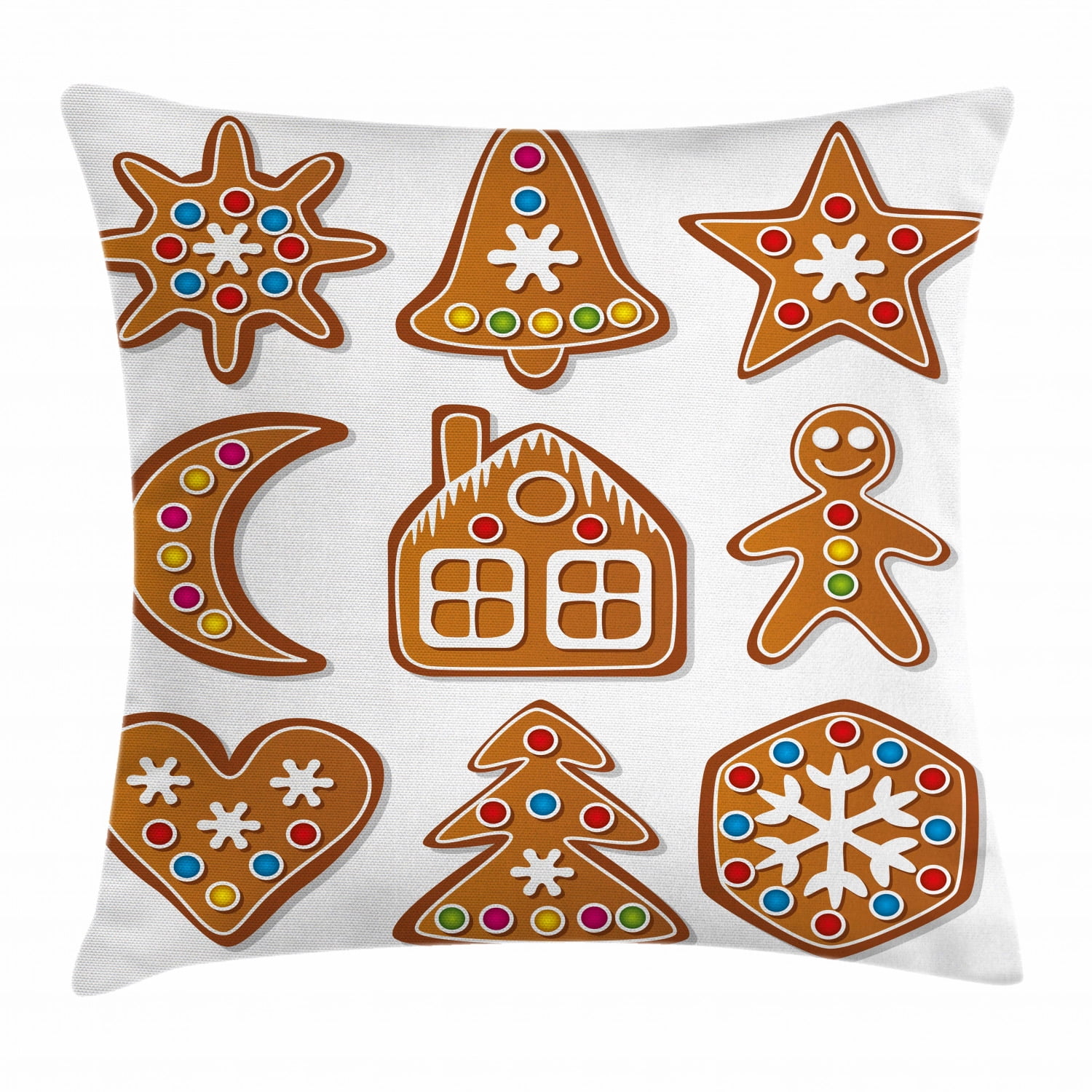 Gingerbread Man Throw Pillow Cushion Cover, Set of Graphic Gingerbread ...