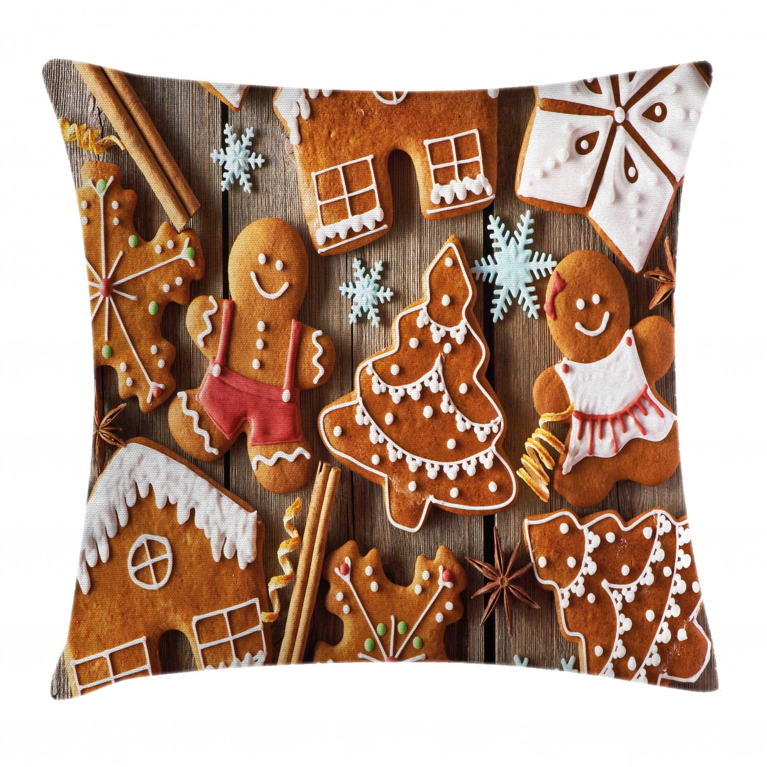 Gingerbread Man Throw Pillow Cushion Cover, Tasty Looking Traditional ...