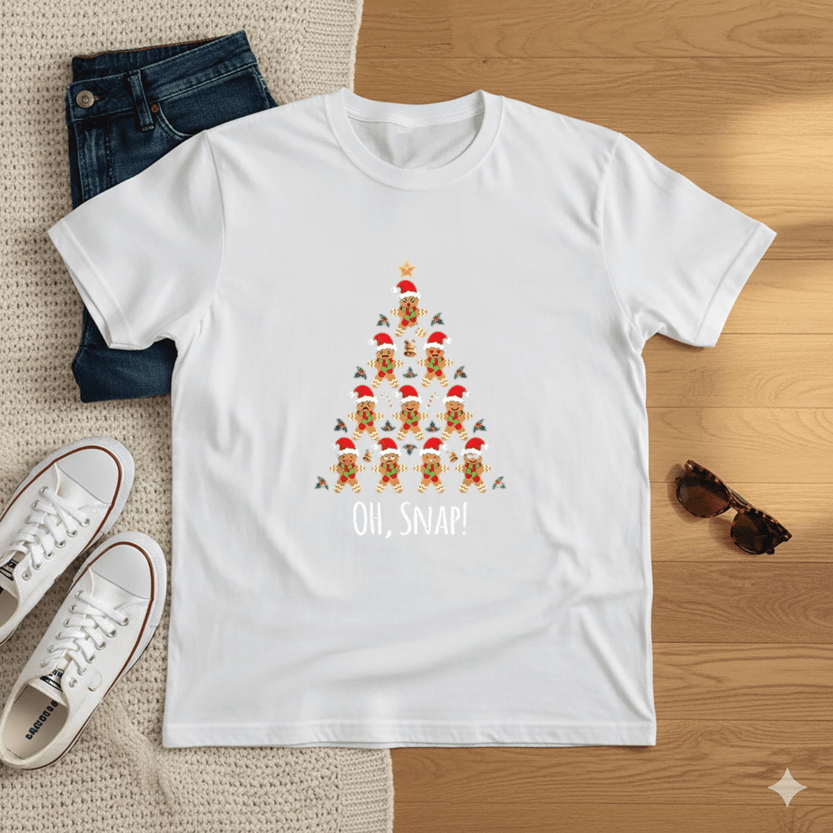 Gingerbread Man Tree Oh Snap Funny Christmas Holiday Unisex Tee up to ...