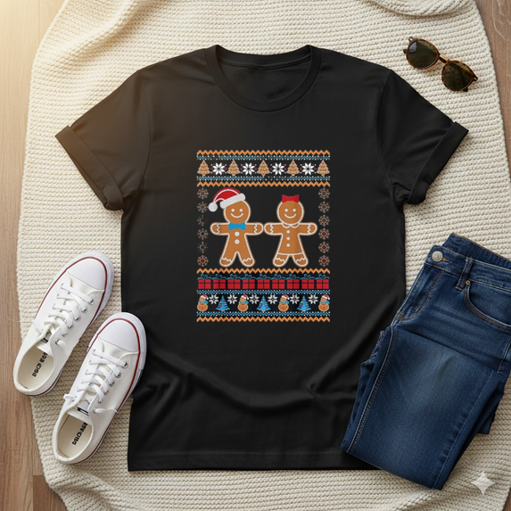 Gingerbread Man Ugly Christmas Funny Holiday Cookies Unisex Tee up to ...