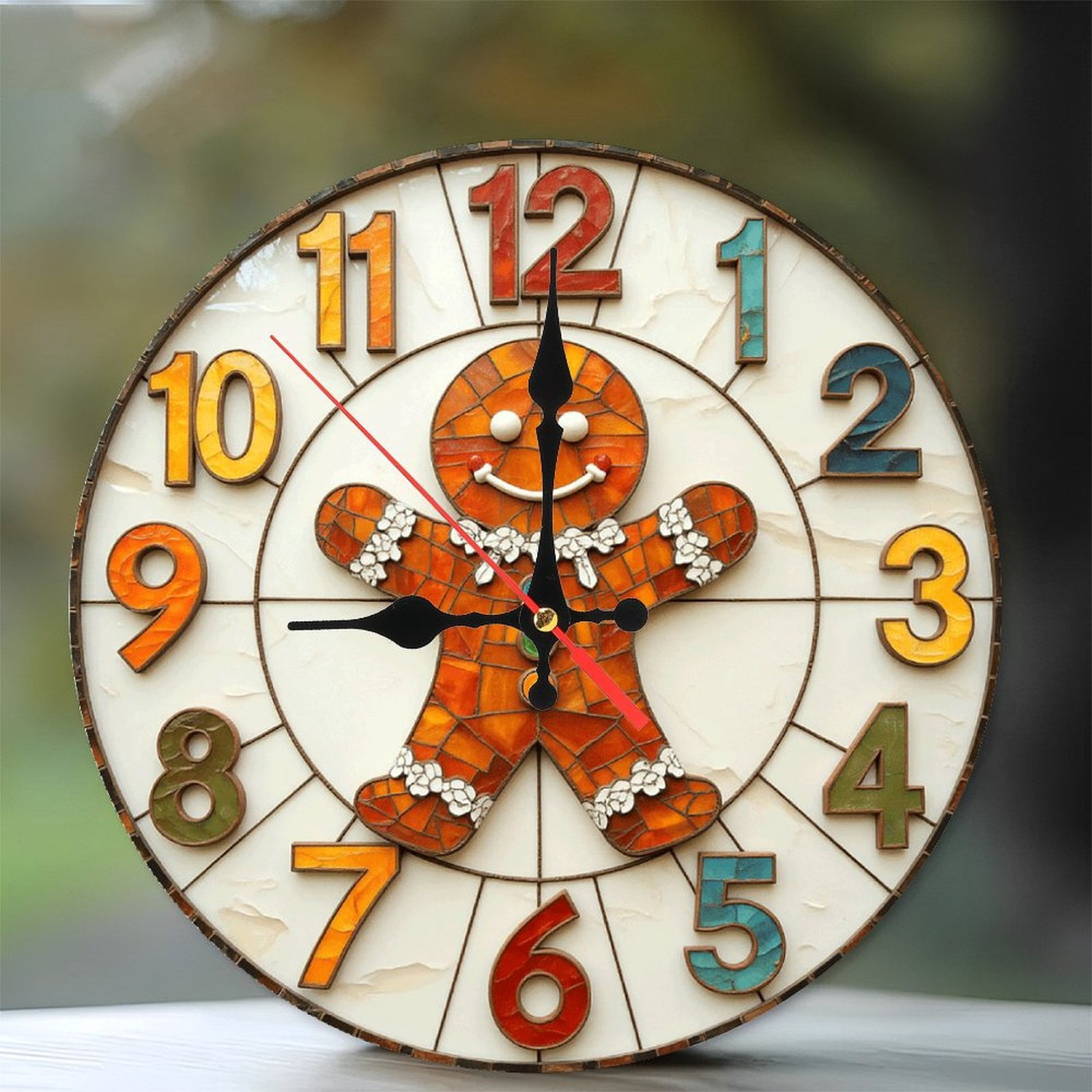 Gingerbread Man Wall Clock Artistic Decor 10-Inch Silent Wooden Wall ...