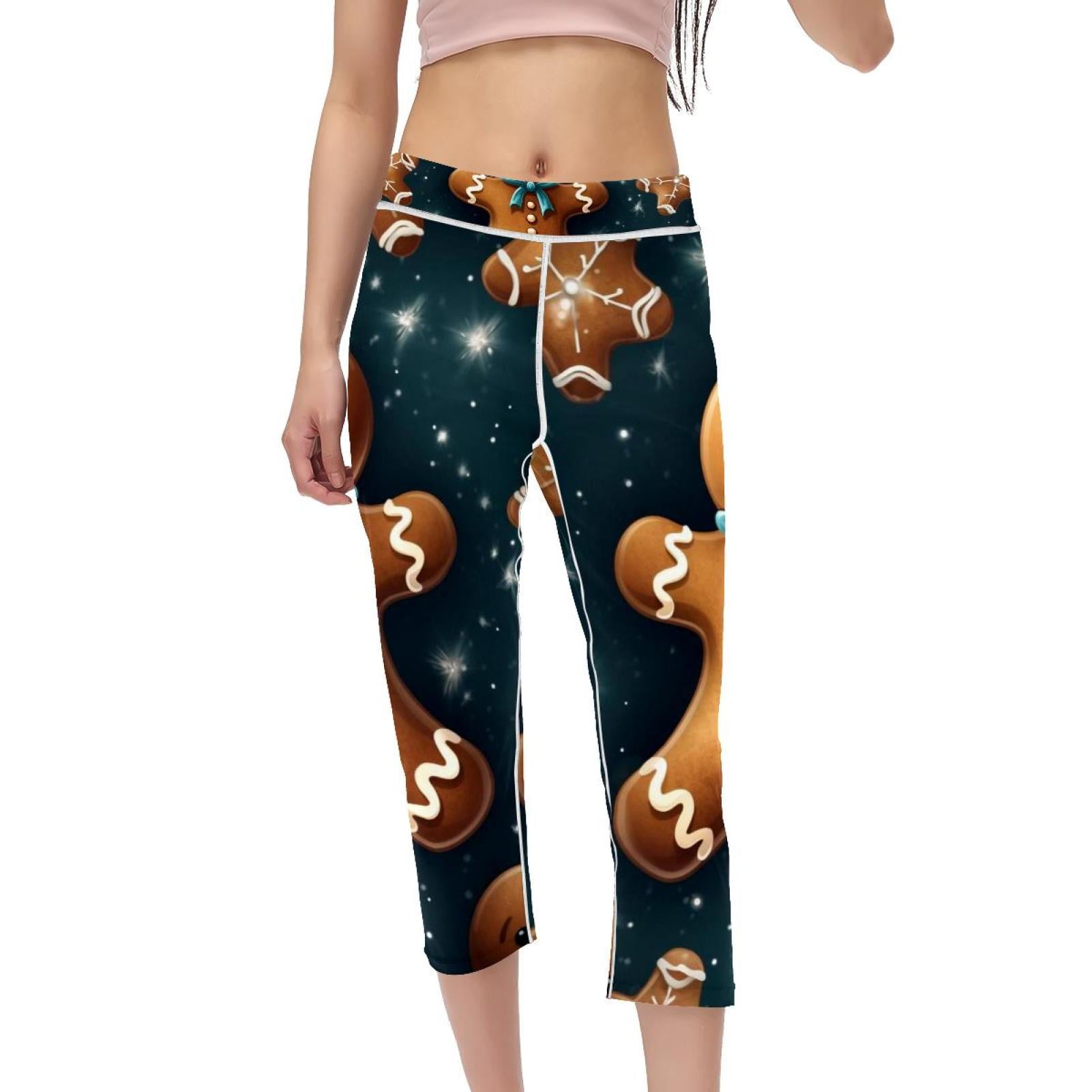 Gingerbread Man Women High Waist Capris Yoga Pants Not See-through ...