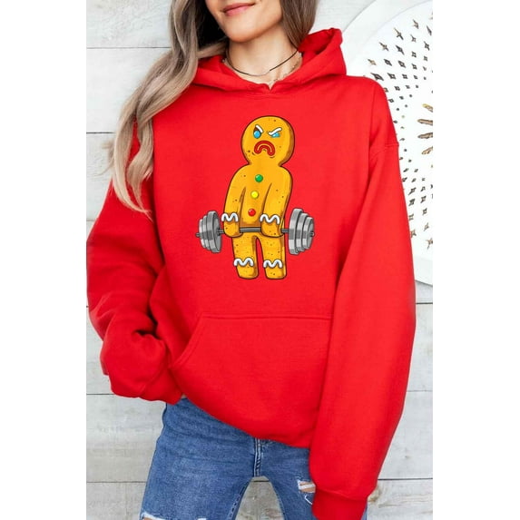 Gingerbread Man Workout Holiday Fitness Cartoon Art Unisex Hoodie up to ...