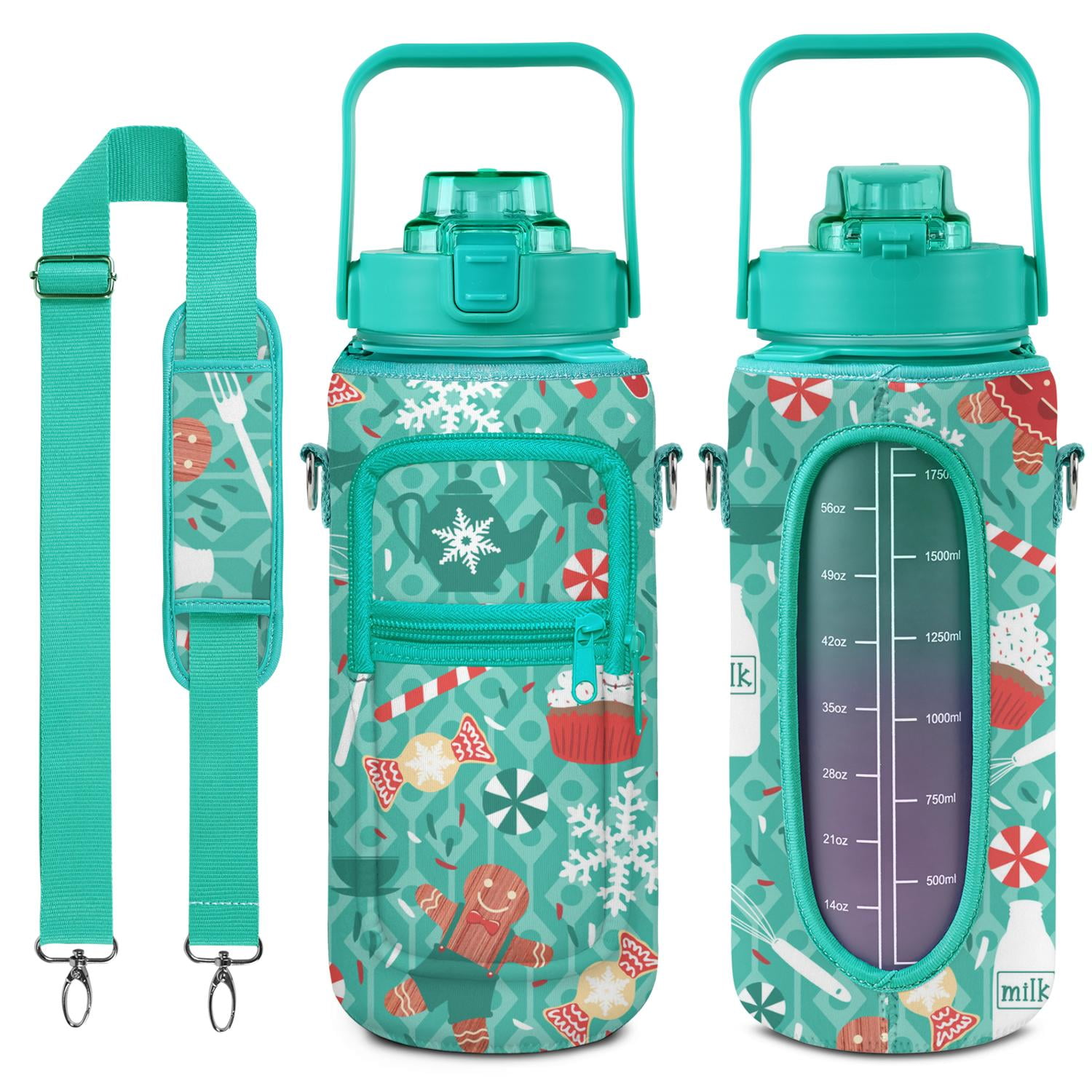 Gingerbread Man Xams 64 Oz Half Gallon Water Bottle with Sleeve - BPA ...