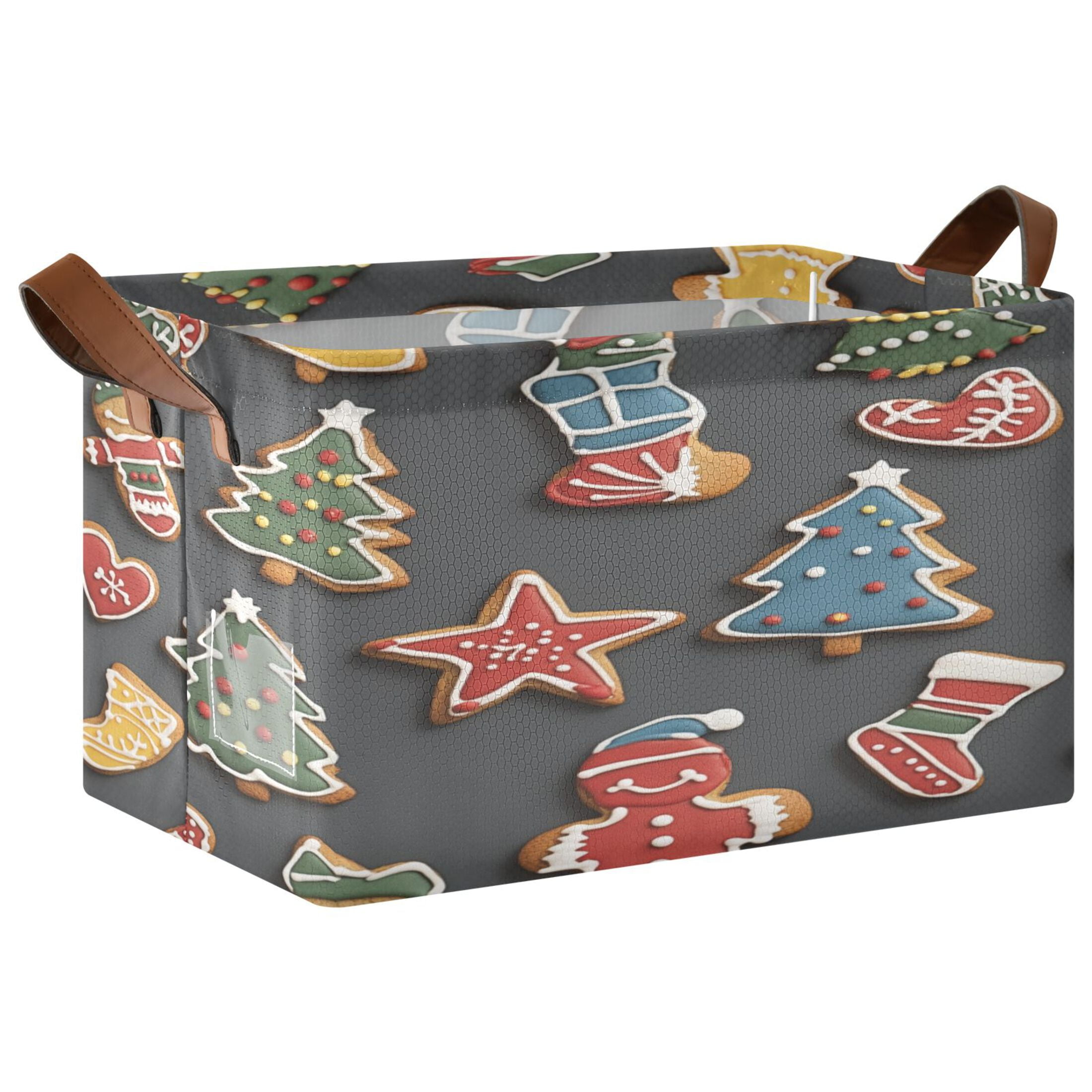 Gingerbread Man and Candy Storage Basket Soccer Plaid Fabric Hoard Box ...