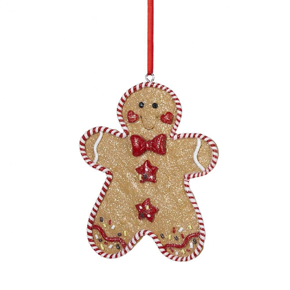 Gingerbread Man with Bow Tie and Star Buttons Christmas Tree Ornament ...