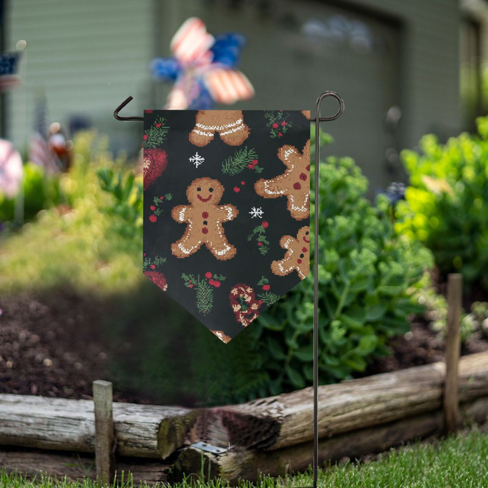 Gingerbread Men Leaves Garden Flag 18" x 12.5" Double Sided Yard Lawn ...