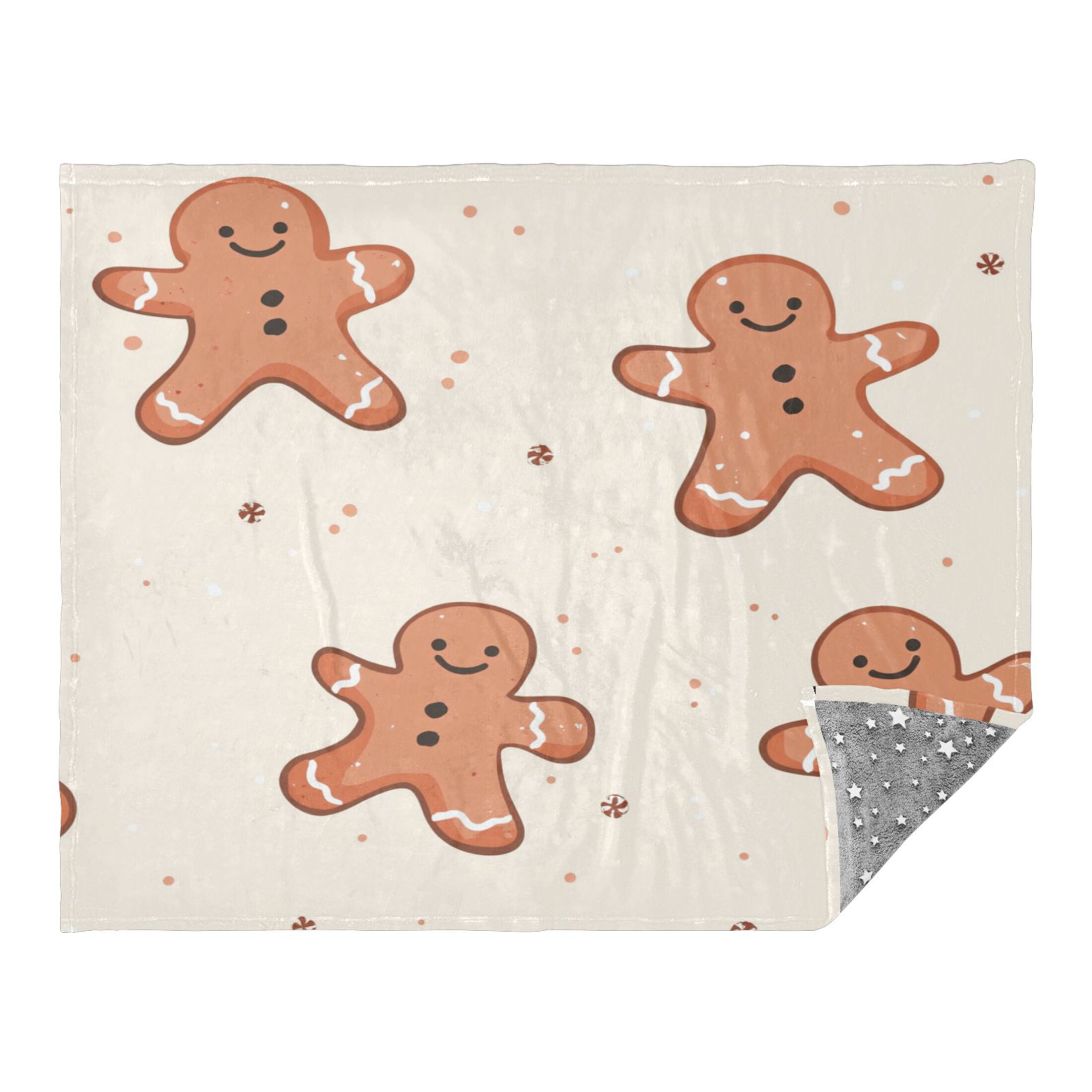 Gingerbread Men Style Design 70x55in Flannel Throw Blanket, Double ...