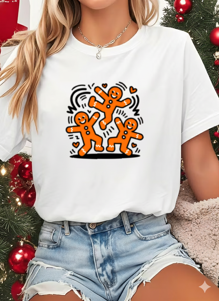 Gingerbread Men Whirl Holiday Fun Festive Cookie Cheer Unisex T-Shirt ...