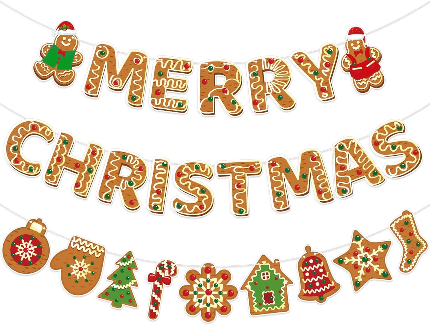 Gingerbread Merry Christmas Banner, Merry Xmas Banner for Christmas ...
