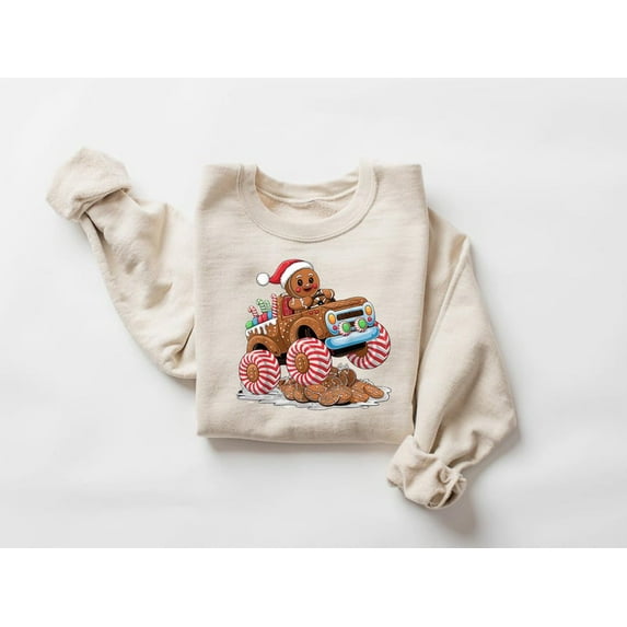 Gingerbread Monster Truck Sweatshirt, Cookie Driver Christmas ...