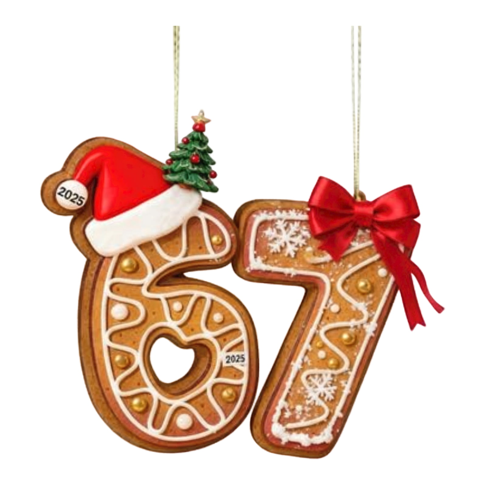 Gingerbread Number 67 Christmas Ornament – Festive Holiday Tree ...