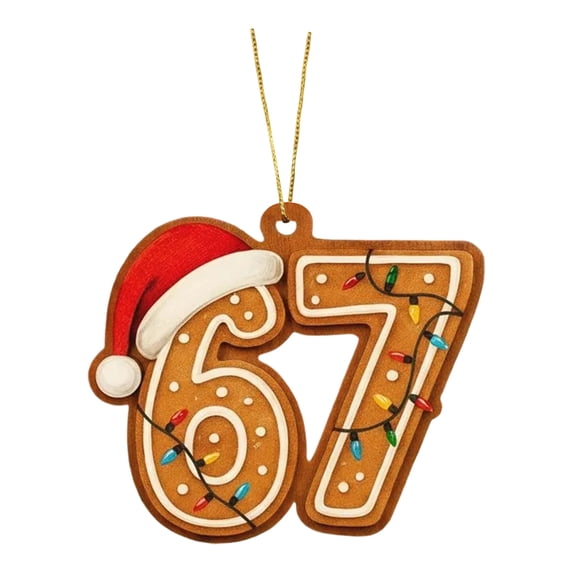 Gingerbread Number 67 Christmas Ornament – Festive Holiday Tree ...