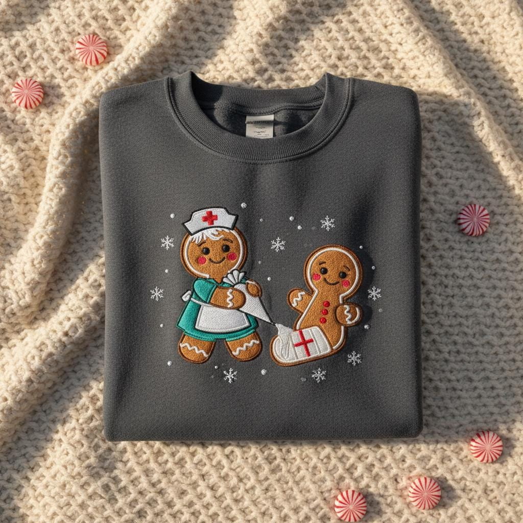 Gingerbread Nurse Icing Embroidered Sweatshirt, Christmas Orthopedic OT ...