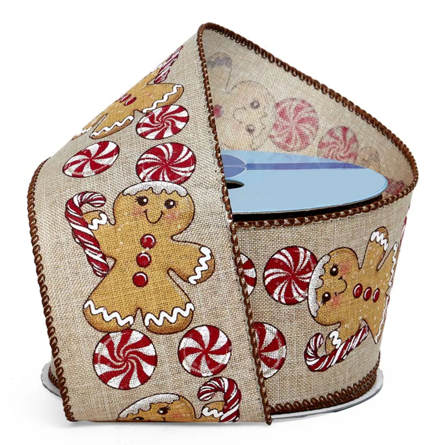 Gingerbread & Peppermints Wired Christmas Ribbon - 2 1/2" x 10 Yards ...