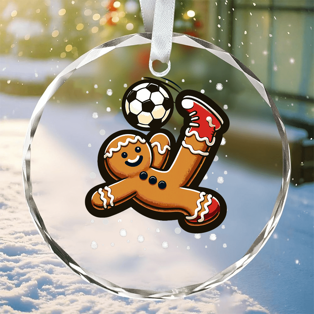 Gingerbread Plays Soccer Bicycle Kick, Cookie (1) Ornament, Crystal ...