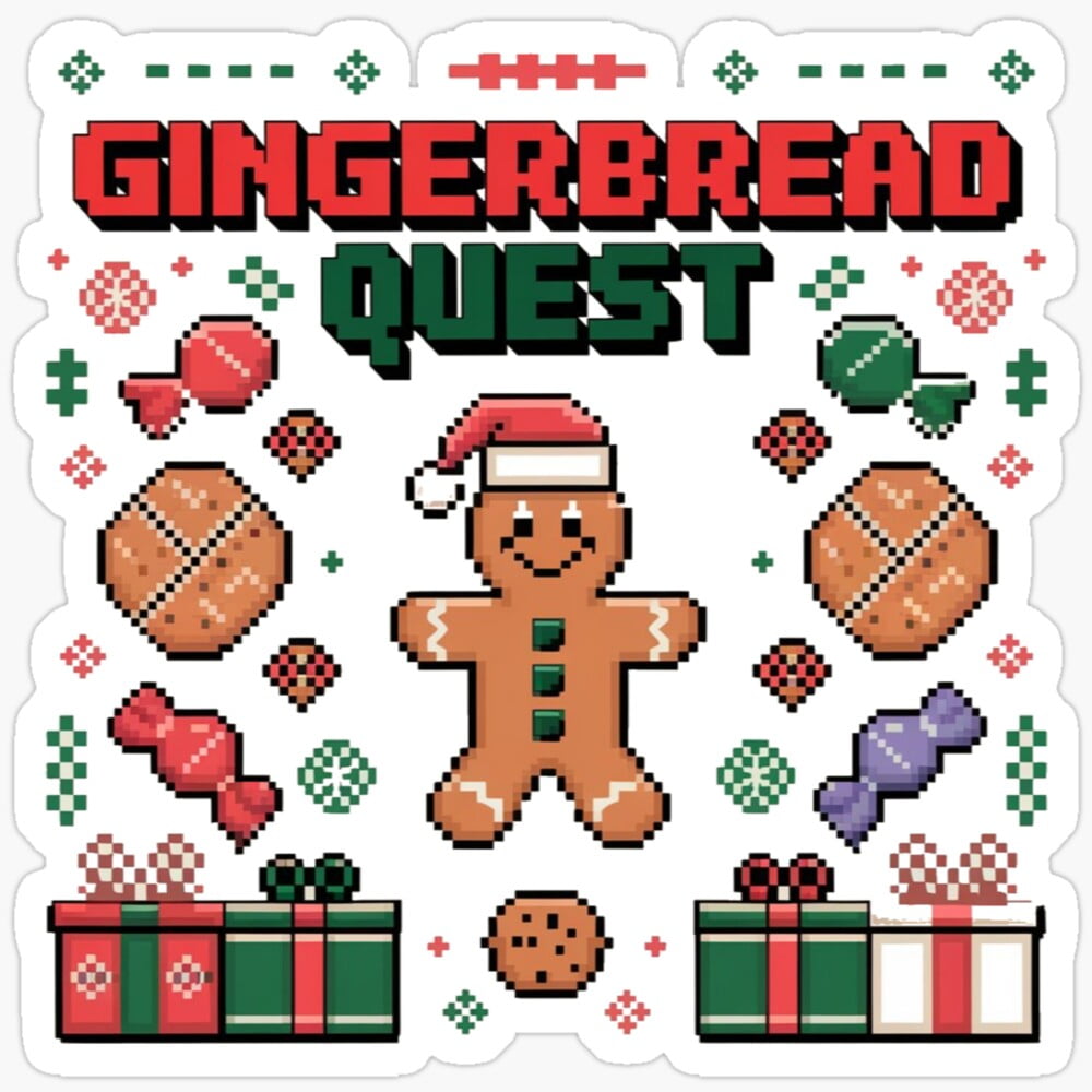 Gingerbread Quest Deluxe Sweet Pixel Art Stickerphone Decal Water ...