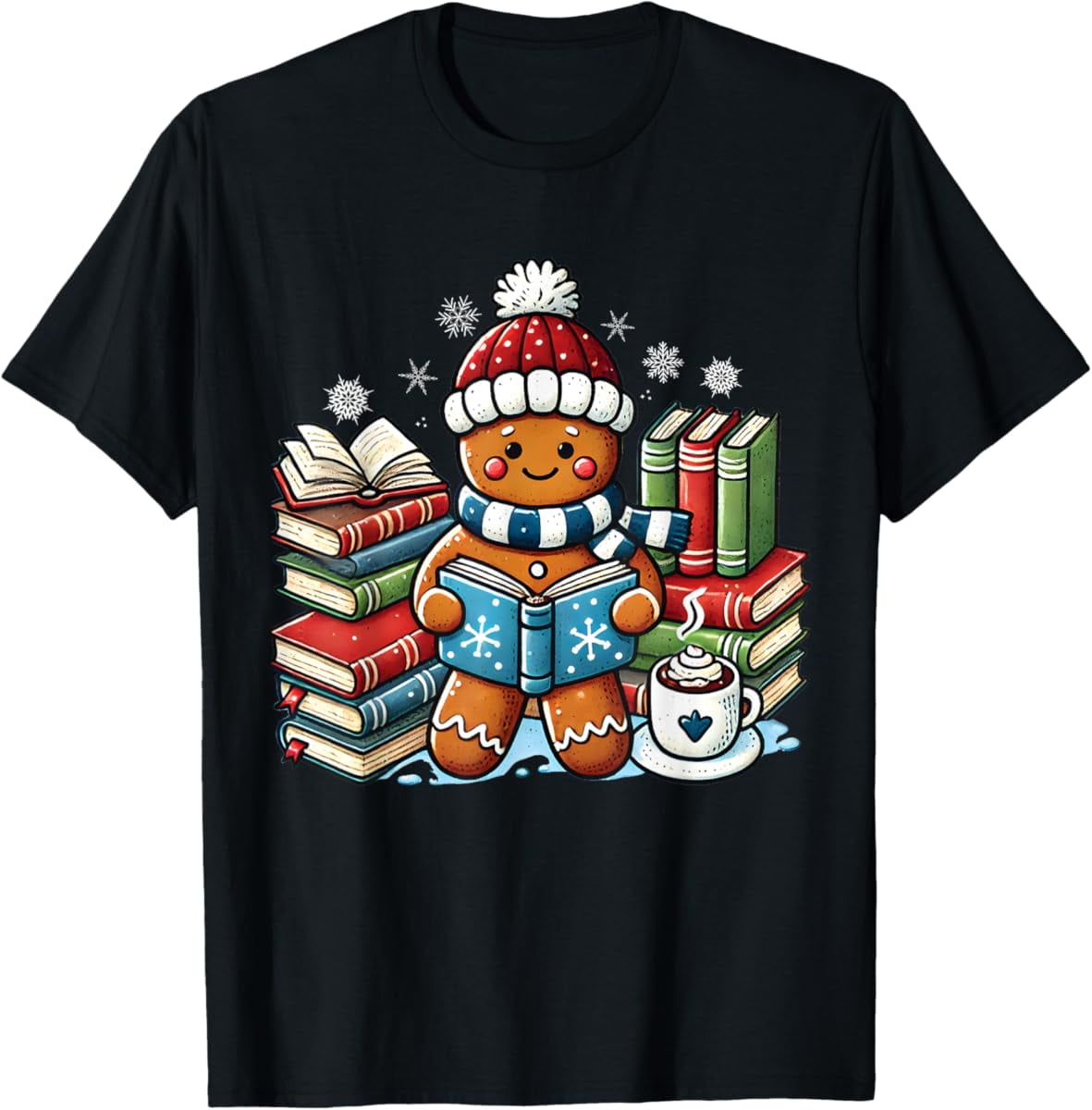Gingerbread Reading Book Lovers Bookworm Librarian T-Shirt - Walmart.com