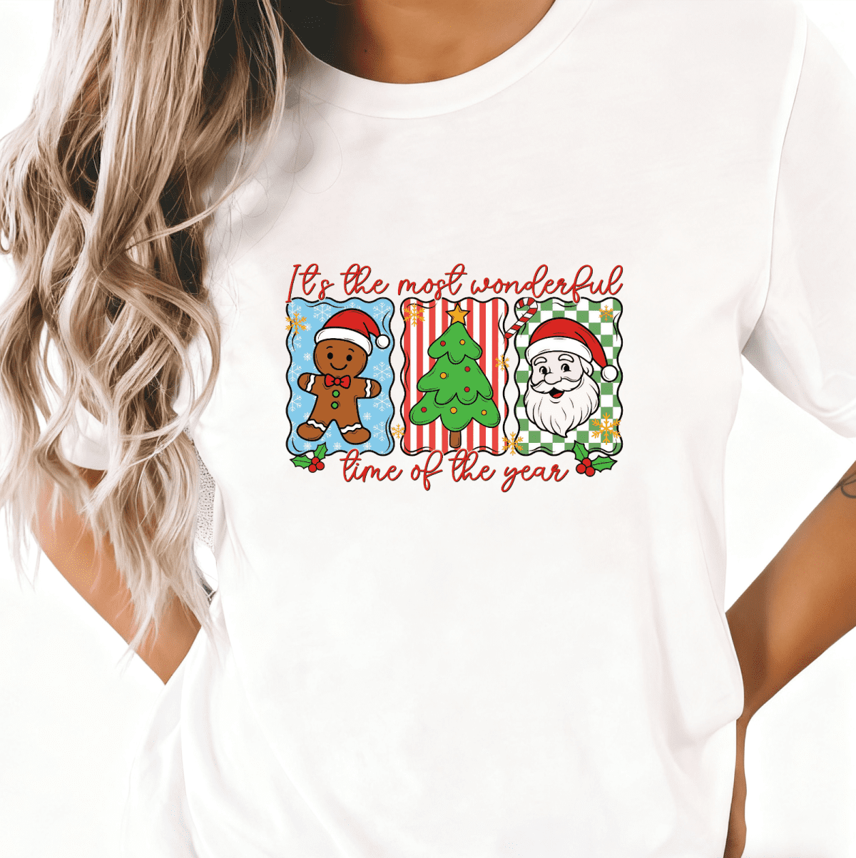 Gingerbread Santa Print Tshirt White Christmas Graphic Tees Shirts S ...