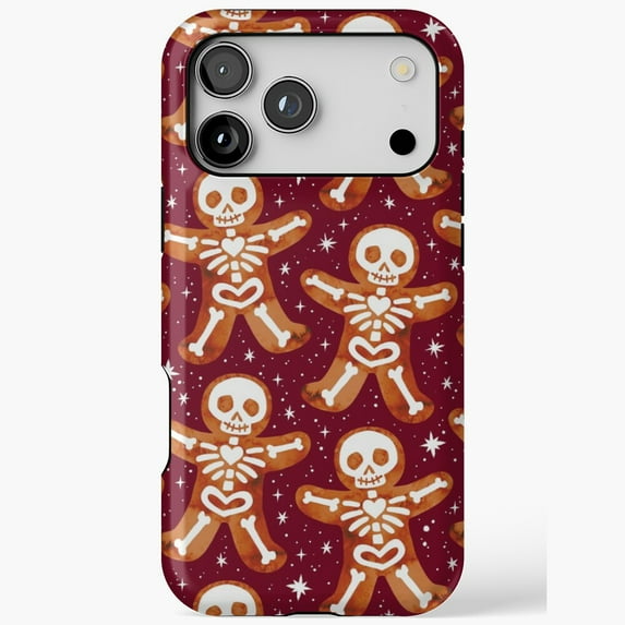 Gingerbread Skeleton Maroon Case for iPhone 11 12 13 14 15 16 17 Pro ...