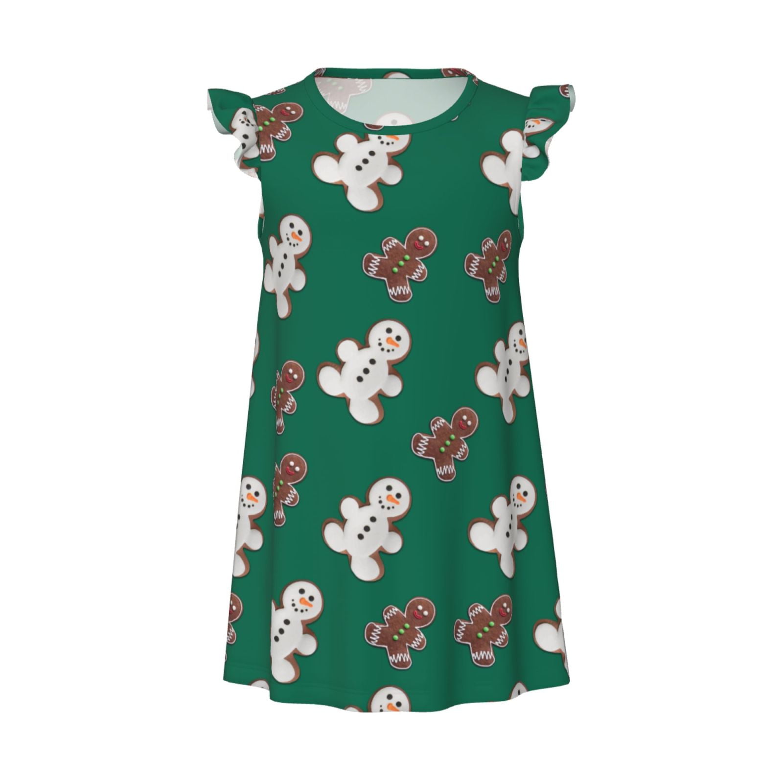 Gingerbread Snowman Cookies Girls Nightgown, Flutter Short Sleeves ...