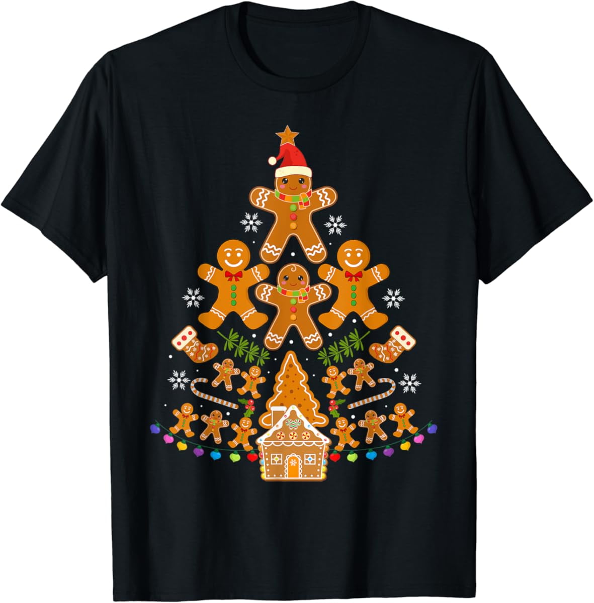 Gingerbread Tree Lights Cookie Baking Team T-Shirt - Walmart.com