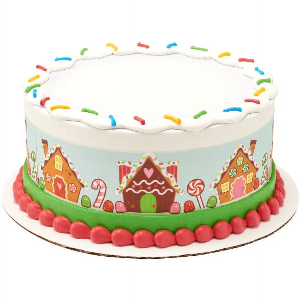 Gingerbread Village 3 Strips Edible Frosting Photo Cake Border ...