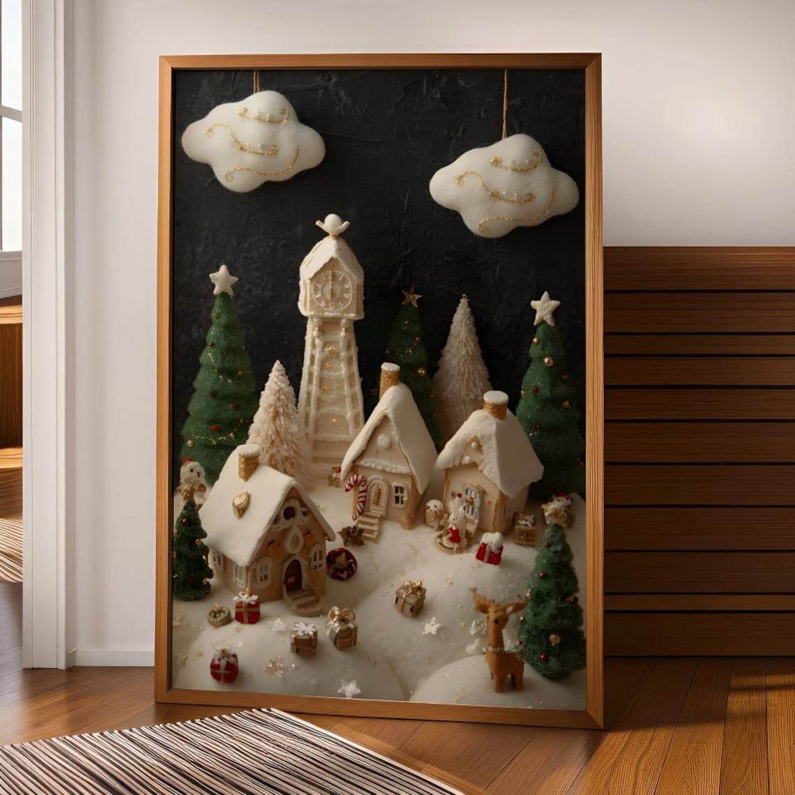 Gingerbread Village Editorial Art Cozy Winter Diorama Poster, Unframed ...